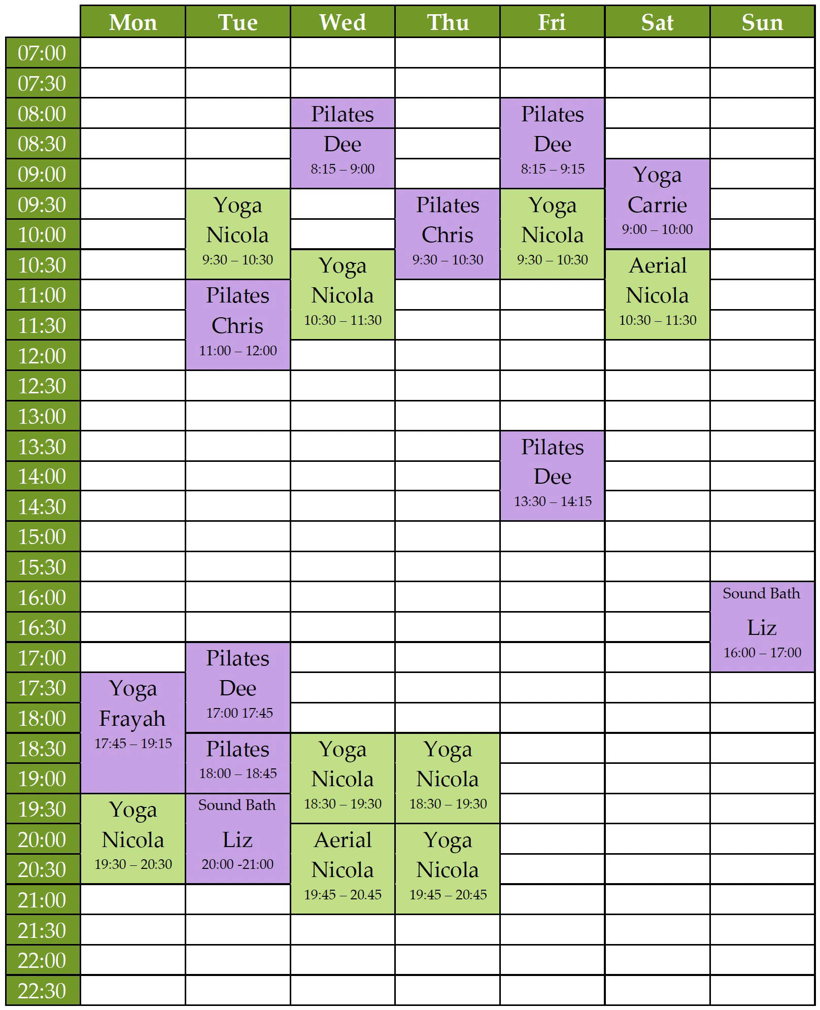 Timetable | Jion Studios